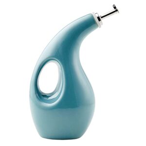 rachael ray 48467 ceramic evoo oil and vinegar dispensing bottle with spout, 24 ounce - agave blue