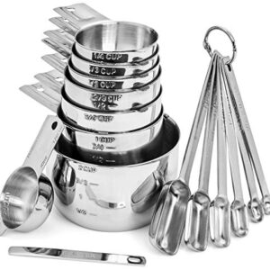 Hudson Essentials Stainless Steel Measuring Cups and Spoons Set (15 Piece Set)