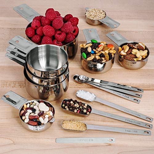 Hudson Essentials Stainless Steel Measuring Cups and Spoons Set (15 Piece Set)