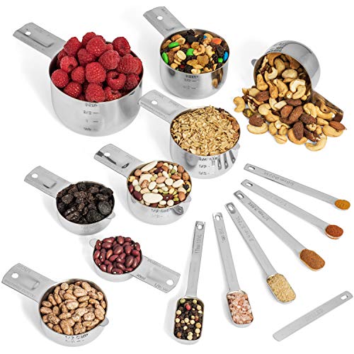 Hudson Essentials Stainless Steel Measuring Cups and Spoons Set (15 Piece Set)