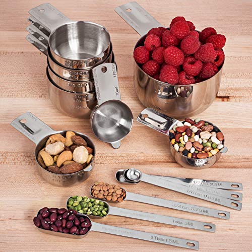 Hudson Essentials Stainless Steel Measuring Cups and Spoons Set (15 Piece Set)