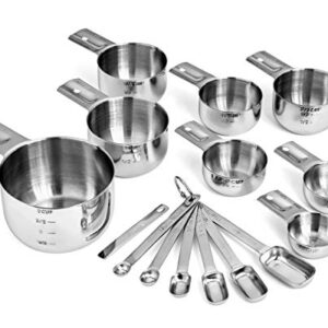 Hudson Essentials Stainless Steel Measuring Cups and Spoons Set (15 Piece Set)