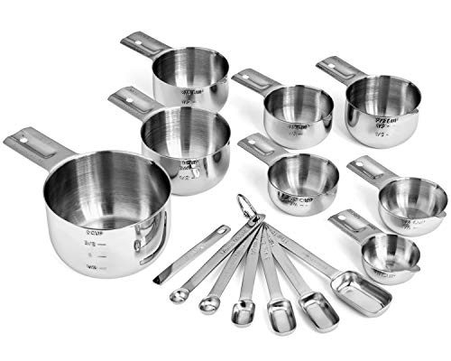 Hudson Essentials Stainless Steel Measuring Cups and Spoons Set (15 Piece Set)