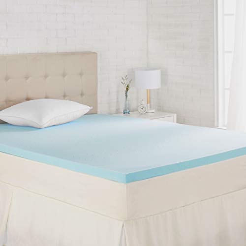 Amazon Basics Cooling Gel-Infused Memory Foam Mattress Topper - Ventilated, CertiPUR-US Certified Foam, 2-Inch - Queen