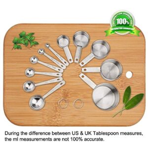 Accmor 11 Piece Stainless Steel Measuring Spoons Cups Set, Premium Stackable Tablespoons Measuring Set for Gift Dry Liquid Ingredients Cooking Baking