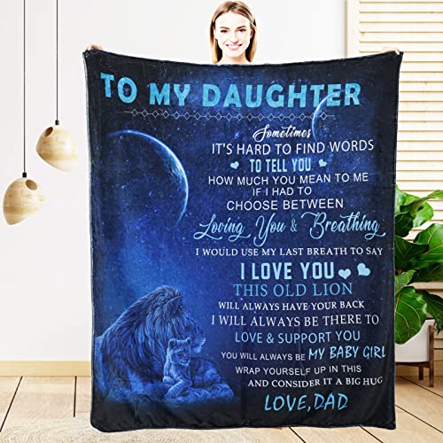 to My Daughter Blanket from Dad Daughter Gift Lion Father Throw Blanket Gift Super Soft Cozy Flannel Blanket for Bed Sofa Birthday Christmas Thanksgiving (to Daughter,dad, 60x50)