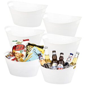 6 pack plastic oval storage tub, ice bucket for wine, beer and champagne, bottle drink cooler for parties, storage basket, 4.5 liter