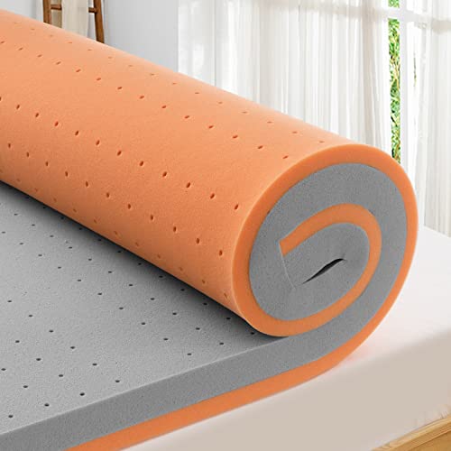 Sleepmax 3 Inch Memory Foam Mattress Topper Queen, Bamboo Charcoal and Copper Infused Mattress Topper for Pressure Relief, Double Sides Foam Mattress Pad Premium Bed Topper with Ventilated Design