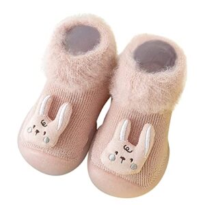 0-3 years babies boys girls thermal socks boots cute cartoon animals thickened antislip shoes prewalker sneaker (pink, 2-3 years)