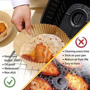 GORPANDMI 100 PCS Disposable Parchment Cooking Paper for Air Fryer, Air Fryer Parchment Liner, Oil-proof,Water-proof, Liner for oven, microwave, air fryer, 6.5'', Natural