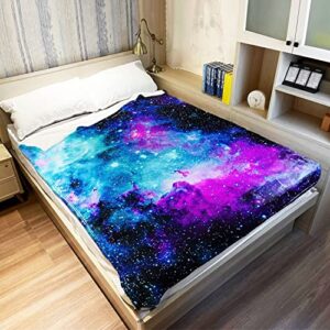 YISUMEI Nebula Galaxy Throw Blanket Fantasy Purple Blue Starry Sky Space Fleece Blanket Soft Warm Cozy for Sofa Couch Bed 60"x80"