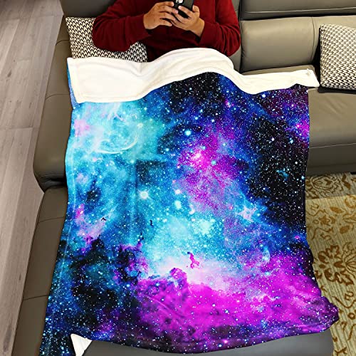 YISUMEI Nebula Galaxy Throw Blanket Fantasy Purple Blue Starry Sky Space Fleece Blanket Soft Warm Cozy for Sofa Couch Bed 60"x80"