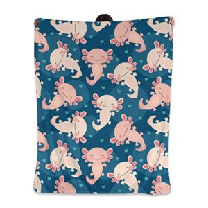 fleece blanket axolotl throw blanket - super soft cozy lightweight blanket for couch, sofa, bed, camping, travel - microfiber blanket gift