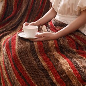 patdrea Throw Blanket Knitted Textured Throw Blanket Farmhouse Soft Cozy Warm Couch Blanket (Red, 49“×69”)