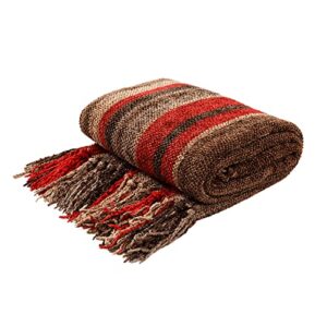 patdrea Throw Blanket Knitted Textured Throw Blanket Farmhouse Soft Cozy Warm Couch Blanket (Red, 49“×69”)