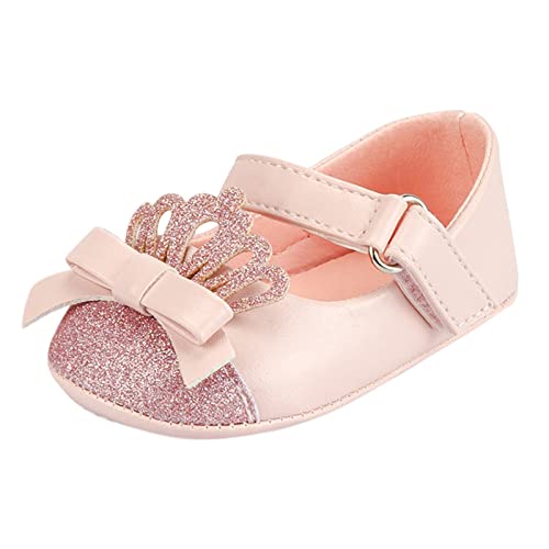 Fashion Crown Princess Shoes Little Kid Shoes Non Slip Soft Sole Walking Shoes Baby Shoes 7 Toddler Boy Shoes (Pink, 12-18 Months)