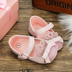 Fashion Crown Princess Shoes Little Kid Shoes Non Slip Soft Sole Walking Shoes Baby Shoes 7 Toddler Boy Shoes (Pink, 12-18 Months)