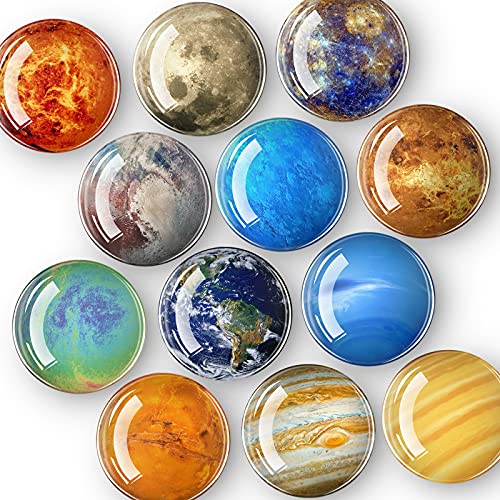 12 Planets Glass Fridge Magnet, Powerful, Enhanced, Fridge Decorative Magnet, Funny Fridge Magnet, whiteboard Decorative Magnet, Classroom Locker Magnet, Office Magnet, Kitchen Cute Magnet