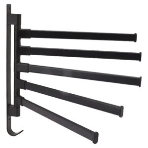 matte black swivel towel bar, wall mounted bathroom towel rack well structured rustproof with auxiliary sticker for corridor for lobby (5 arms)