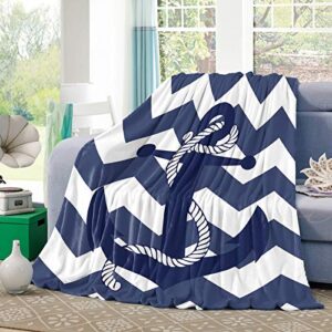 sun-shine flannel throw blanket nautical sailing blue anchor,warm lightweight blankets for couch sofa bedroom living room white stripe chevron ripple,cozy microfiber stadium throws all seasons use