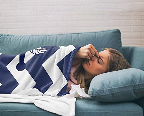 SUN-Shine Flannel Throw Blanket Nautical Sailing Blue Anchor,Warm Lightweight Blankets for Couch Sofa Bedroom Living Room White Stripe Chevron Ripple,Cozy Microfiber Stadium Throws All Seasons Use