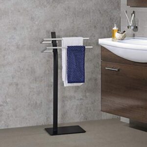 Kings Brand Furniture - Sierra Metal Freestanding Bathroom Towel Rack Stand, Black/Chrome