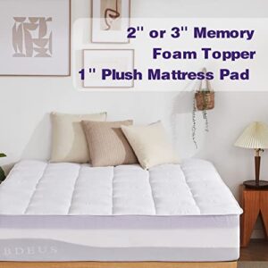 BDEUS Dual Layer 4 Inch Memory Foam Mattress Topper Queen Size, 2 Inch Gel Memory Foam Plus 2 Inch Down Alternative Quilted Pillow Top Cover