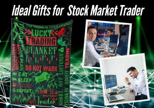 Stock Market Gifts, Lucky Trading Blanket for Men and Women, Flannel Throw Blanket for Trader, Broker, Financial Advisor, Investor, and Investment Lover (50"x 65")