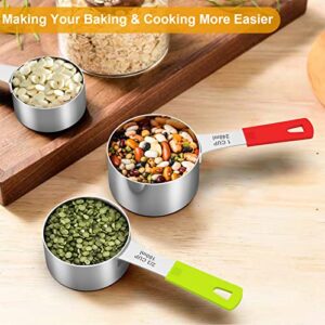 Wildone 8-Piece Measuring Cups Set, Stainless Steel Nesting Measuring Cups, Perfect for Dry and Liquid Ingredients, Dishwasher Safe