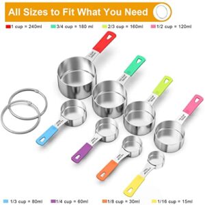 Wildone 8-Piece Measuring Cups Set, Stainless Steel Nesting Measuring Cups, Perfect for Dry and Liquid Ingredients, Dishwasher Safe