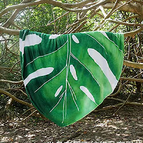 MSUIINT Leaf Shaped Blanket, Green Leaf Flannel Blanket, Soft Plush Green Plant Throw, Lightweight Comfortable Leaves Design Throw for Bed Couch Sofa Plant Lovers Gift 100x150CM/ 40 x 60 in