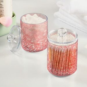 Coral Pink Blurred Sparkle Qtip Dispenser Apothecary Jars Bathroom Qtip Holder Storage Canister Plastic Jar 10 Oz for Cotton Ball Swab Round Pads Floss 2pcs