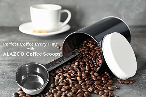 3pc STAINLESS STEEL ALAZCO COFFEE MEASURING SCOOP 1/8 CUP - Kitchen Baking Cooking Measuring Scoop Spice Herbs Salt Sugar Flour Cocoa Protein Powder Keto Cream Scoop