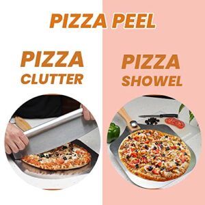 Premium Pizza Peel (12''X 14''), Aluminum Metal Pizza Paddle with Cutter, Pizza Spatula with Foldable Wooden Handle for Easy Storage, Pizza Spatula Paddle for Indoor & Outdoor Ovens PPASH 21