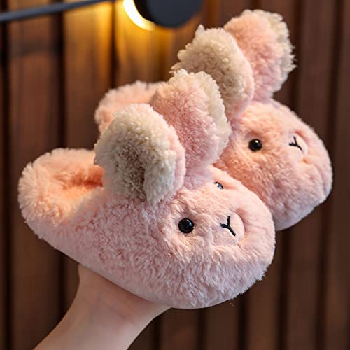 Girls Boys Home Slippers Warm Cartoon Rabbit House Slippers for Toddler Lined Winter Indoor Shoes Toddler Girl Bedroom Shoes (Pink, 5.5-6 Years)