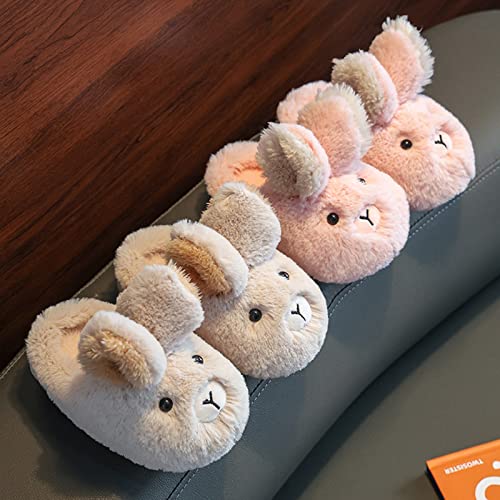 Girls Boys Home Slippers Warm Cartoon Rabbit House Slippers for Toddler Lined Winter Indoor Shoes Toddler Girl Bedroom Shoes (Pink, 5.5-6 Years)