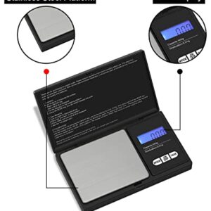 500x0.01g Digital Scales, VIAFOIA Portable High Precision Scales with Back-lit LCD Display, Mini Pocket Kitchen Weighing Scale for Jewellery Gold Food Coffee Herb Coin (Battery Included)