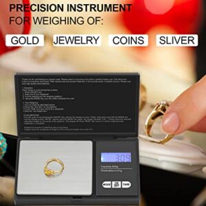 500x0.01g Digital Scales, VIAFOIA Portable High Precision Scales with Back-lit LCD Display, Mini Pocket Kitchen Weighing Scale for Jewellery Gold Food Coffee Herb Coin (Battery Included)