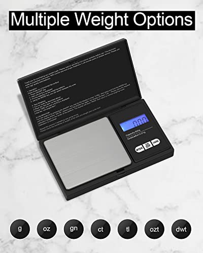 500x0.01g Digital Scales, VIAFOIA Portable High Precision Scales with Back-lit LCD Display, Mini Pocket Kitchen Weighing Scale for Jewellery Gold Food Coffee Herb Coin (Battery Included)