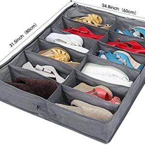 A set of 2, with lid, strong box strap/strong zipper and handle, bed bottom storage bag storage bag, transparent folding bed under shoe cabinet storage solution, a total of 24 pairs of shoes can be stored