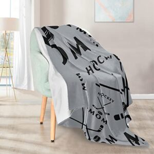 Cyloten Blanket Hockey Mom Fleece Blanket Foldrable Throw Blanket Washable Couch Sofa Fuzzy Blanket Reversible Plush Blanket Beach Blanket for Home Office