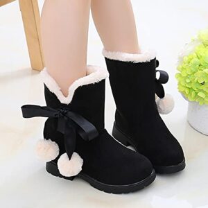 Fashion Snow Baby Boots Princess Girls Bowkont Boots Kids Shoes Cotton Baby Shoes Republican Shoes (Black, 8.5-9 Years Little Kids)