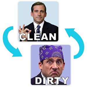 michael scott prison mike dishwasher magnet clean dirty sign sticker strongest magnet double sided flip with metal magnetic plate universal kitchen dish washer reversible indicator