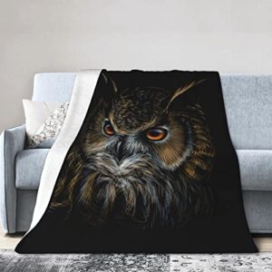 owl throw blanket realistic animal head plush fleece flannel blanket ultral soft for sofa couch bed living room pet suitable for all seasons 50"x40"