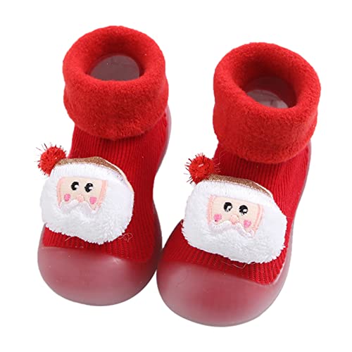 Snow Christmas Baby Socks Shoes Children Baby Socks Cartoon Baby Toddler Shoes Floor Socks Girls Size 8 Shoes Toddler (Red, 6-12 Months)