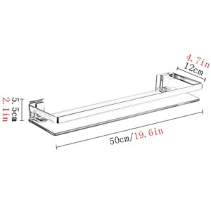 YHPD Glass Shelf for Bathroom Tempered Glass Bathroom Shelf Wall-Mounted, Heavy Duty Brackets, 50cm/19.6in (Color : Gold)