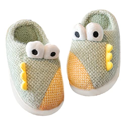 Kids Dinosaur Slippers for Girls Boys Slippers Comfy House Slippers Bedroom Home Slippers Winter Warm Indoor Shoes Slippers Toddler Size 9 (Green, 32/33（230）)