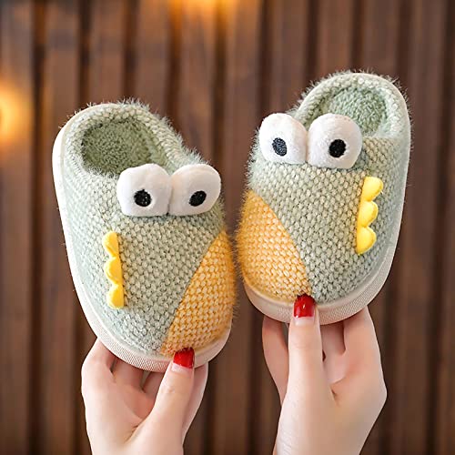 Kids Dinosaur Slippers for Girls Boys Slippers Comfy House Slippers Bedroom Home Slippers Winter Warm Indoor Shoes Slippers Toddler Size 9 (Green, 32/33（230）)