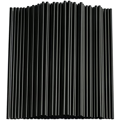 Black Straws,100 Pcs Long Disposable Plastic Drinking Straws. (0.23''diameter and 10.2"long)-Black