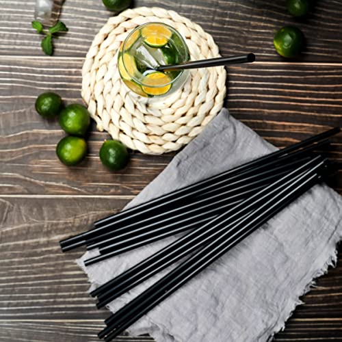 Black Straws,100 Pcs Long Disposable Plastic Drinking Straws. (0.23''diameter and 10.2"long)-Black